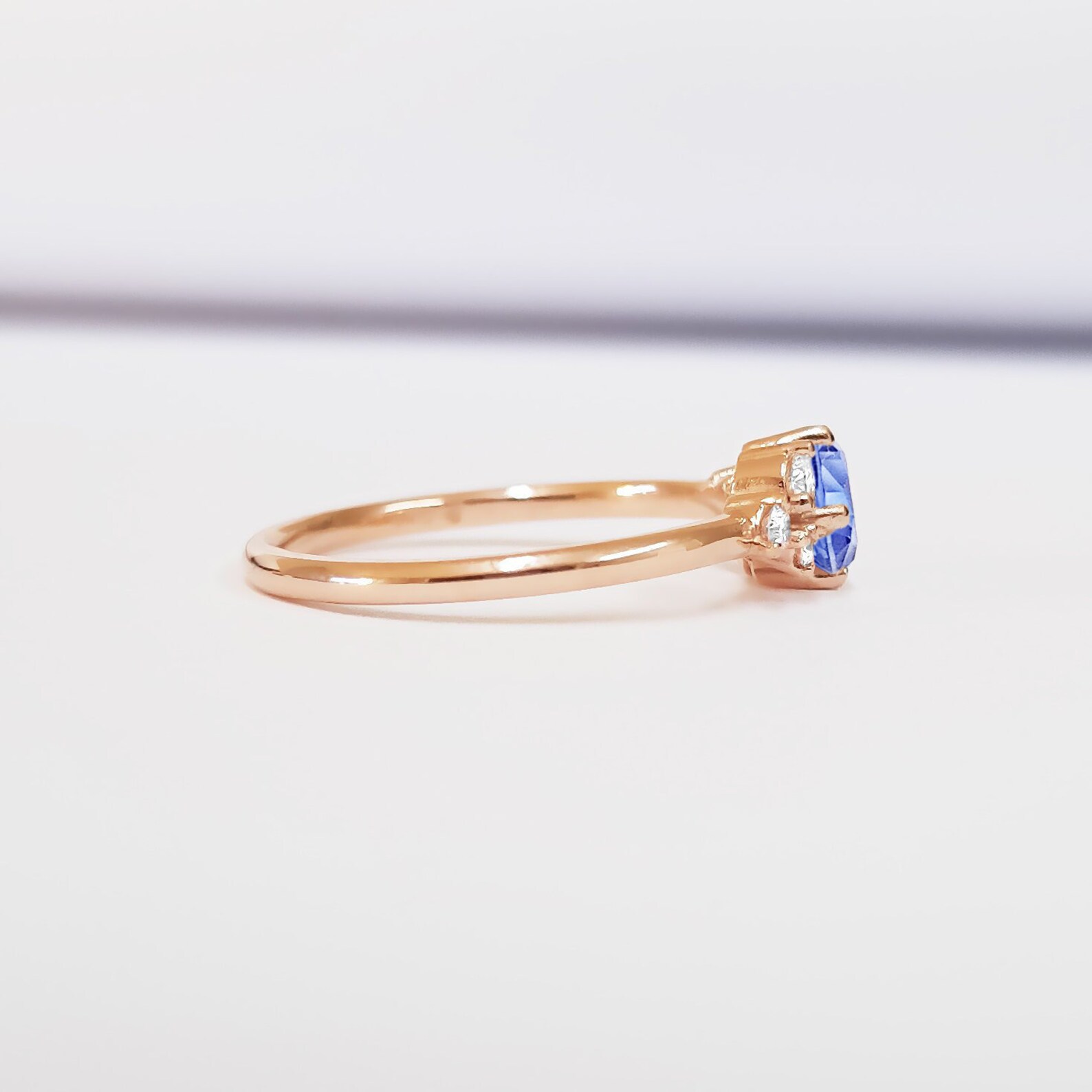 Light Blue Sapphire and Diamond Unique Engagement Ring in - Etsy