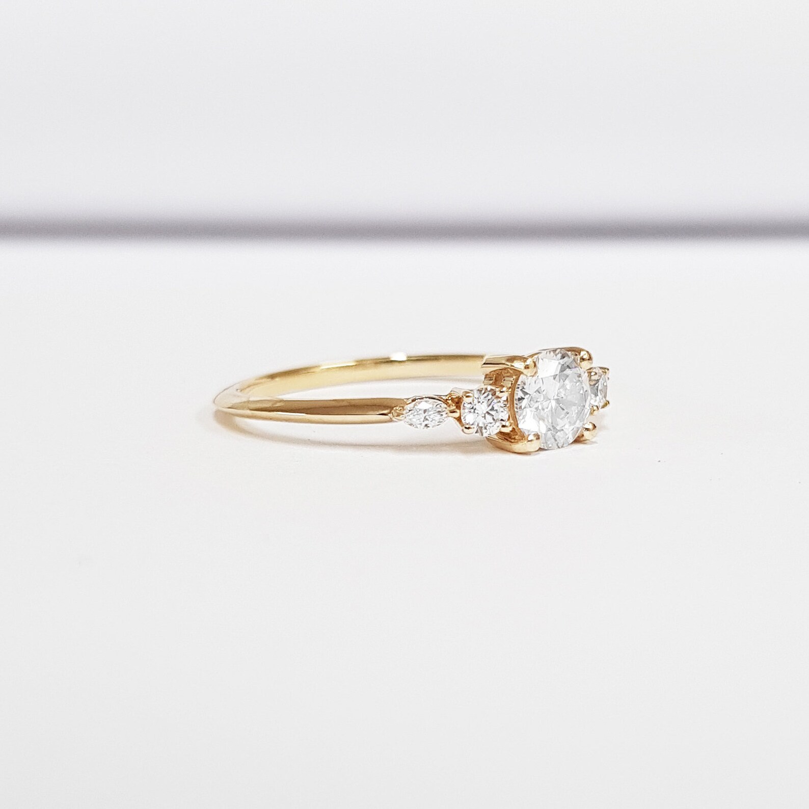 Diamond Engagement Ring Handmade in Rose/white/yellow Gold - Etsy