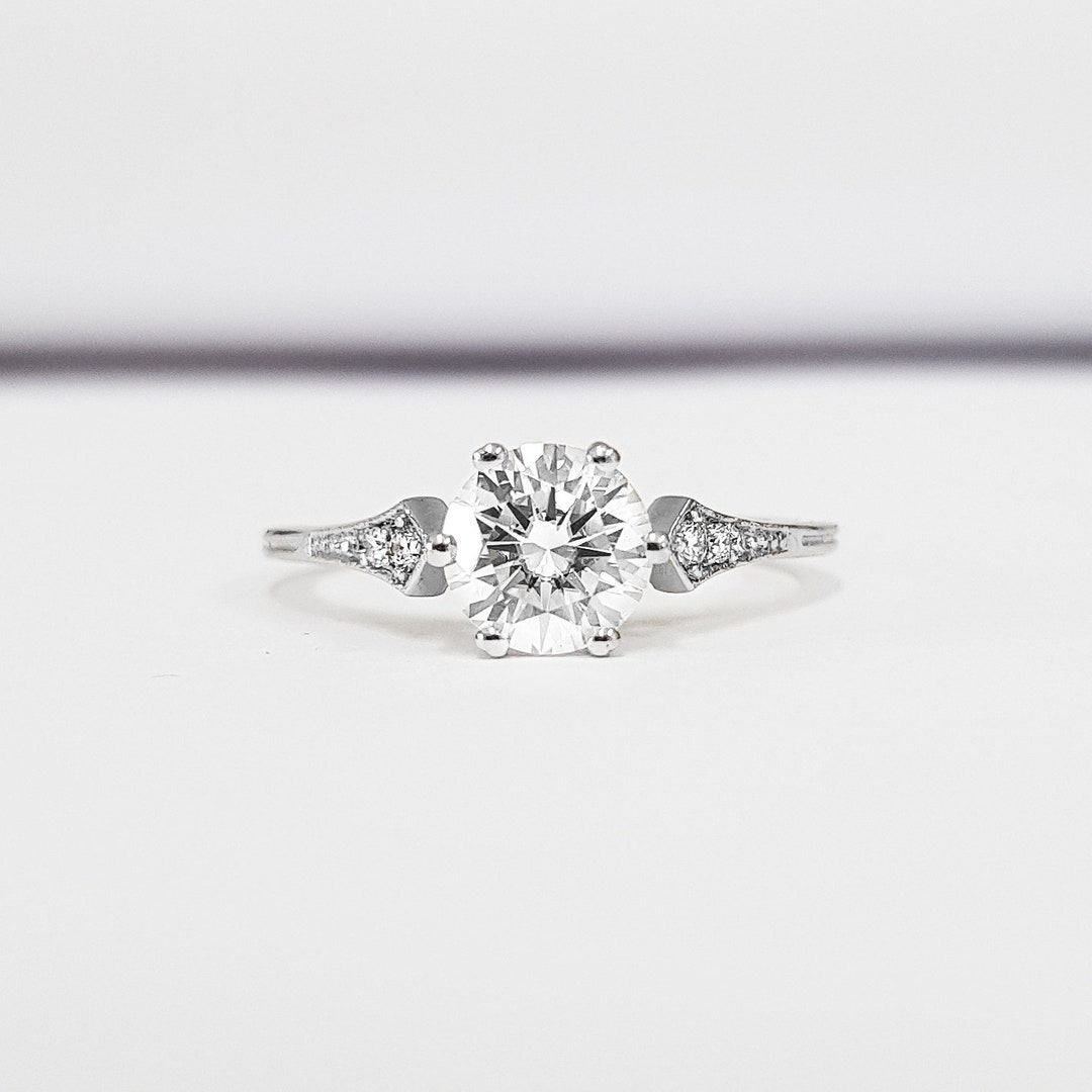 1 Carat Lab Grown Diamond Engagement Ring Handmade in Platinum - Etsy