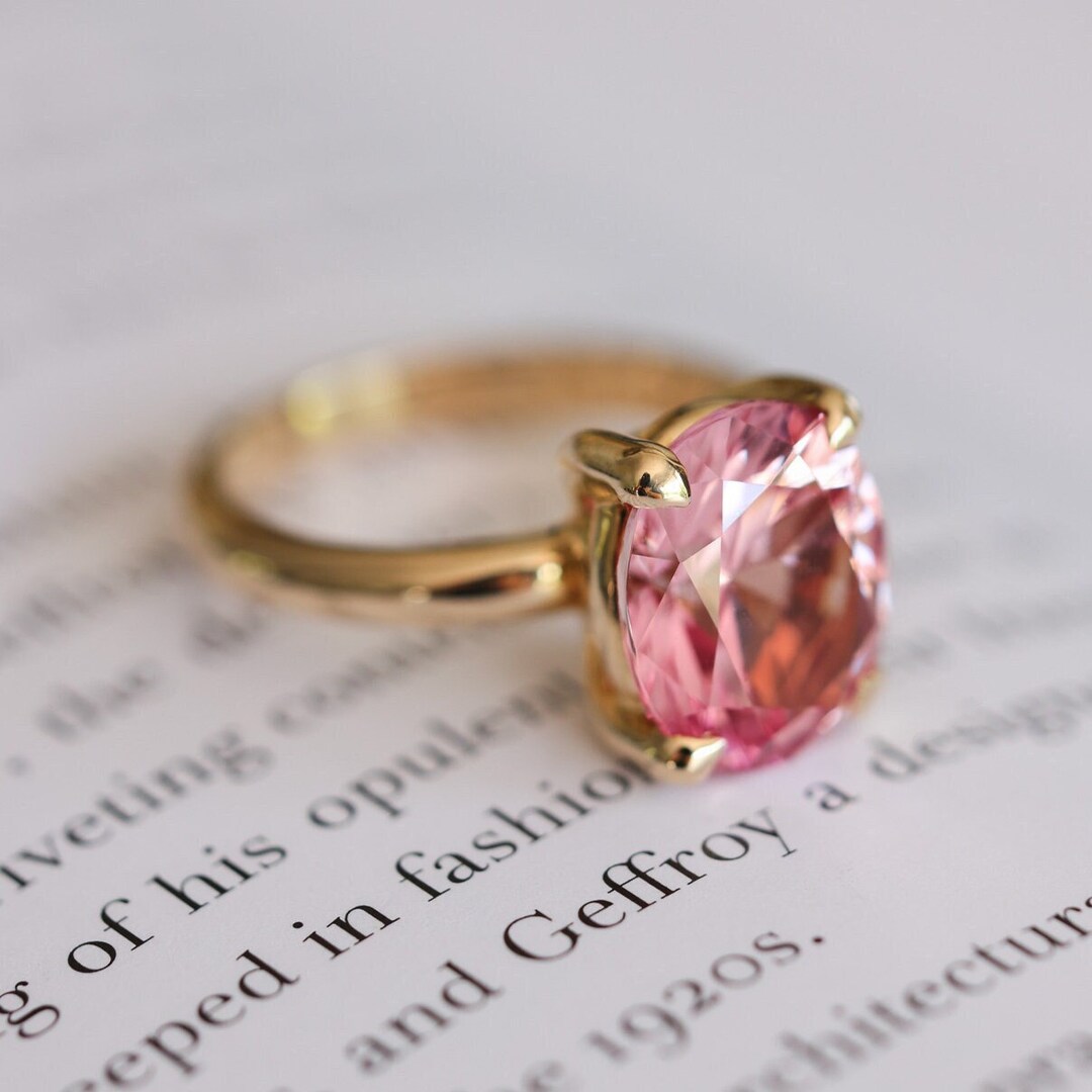 Pink Lotus Padparadscha Sapphire Solitaire Engagement Ring in 14k ...