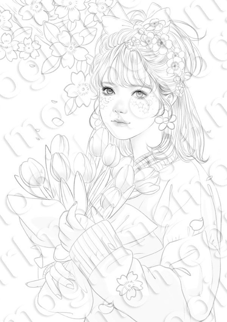 Digital : Tulip Girl by M.O.M.O.G.I.R.L - Etsy