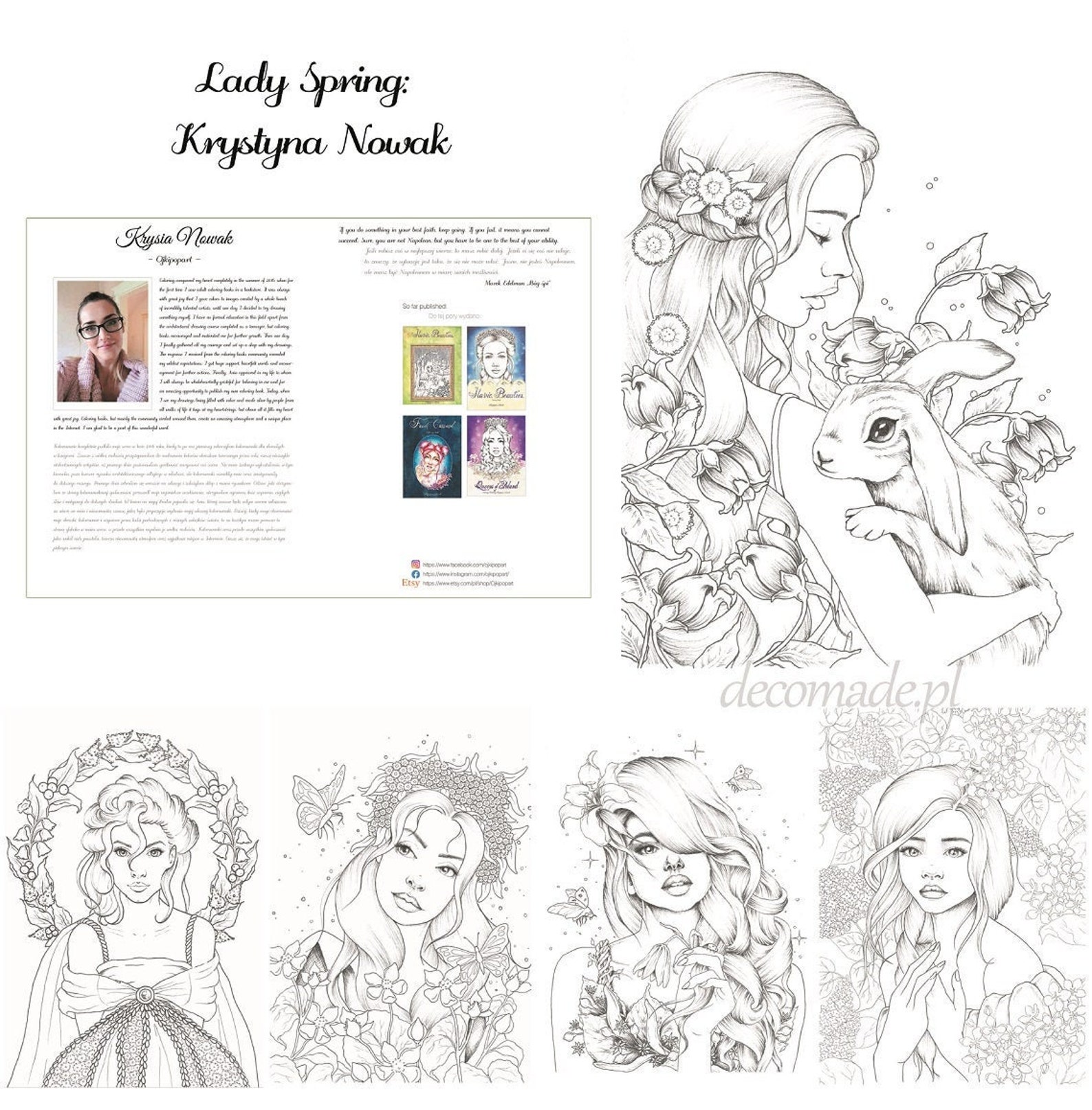 New : Lady Spring Coloring Book EMS Standard Airmail Option - Etsy
