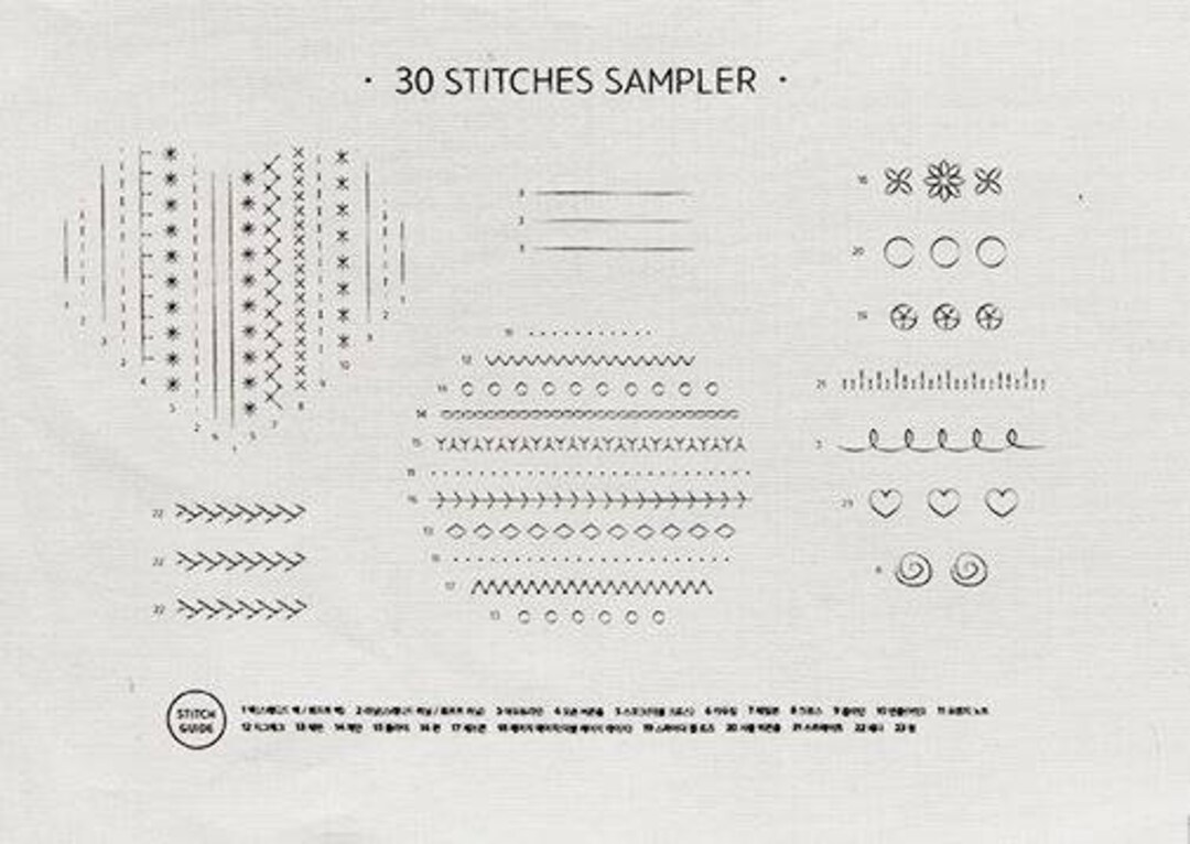 30 Stitches Sampler - Printed Fabric - Etsy