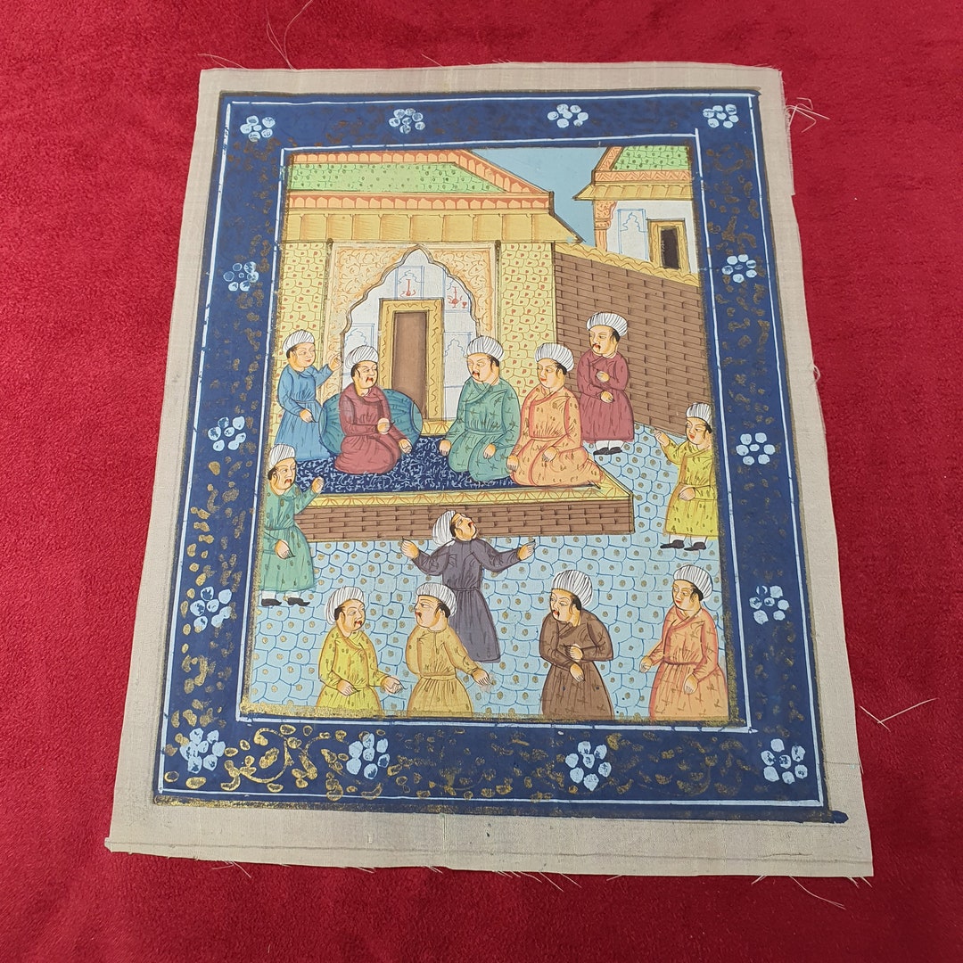 MUGHAL ART Persian Court Scene Illustrated in Handmade - Etsy