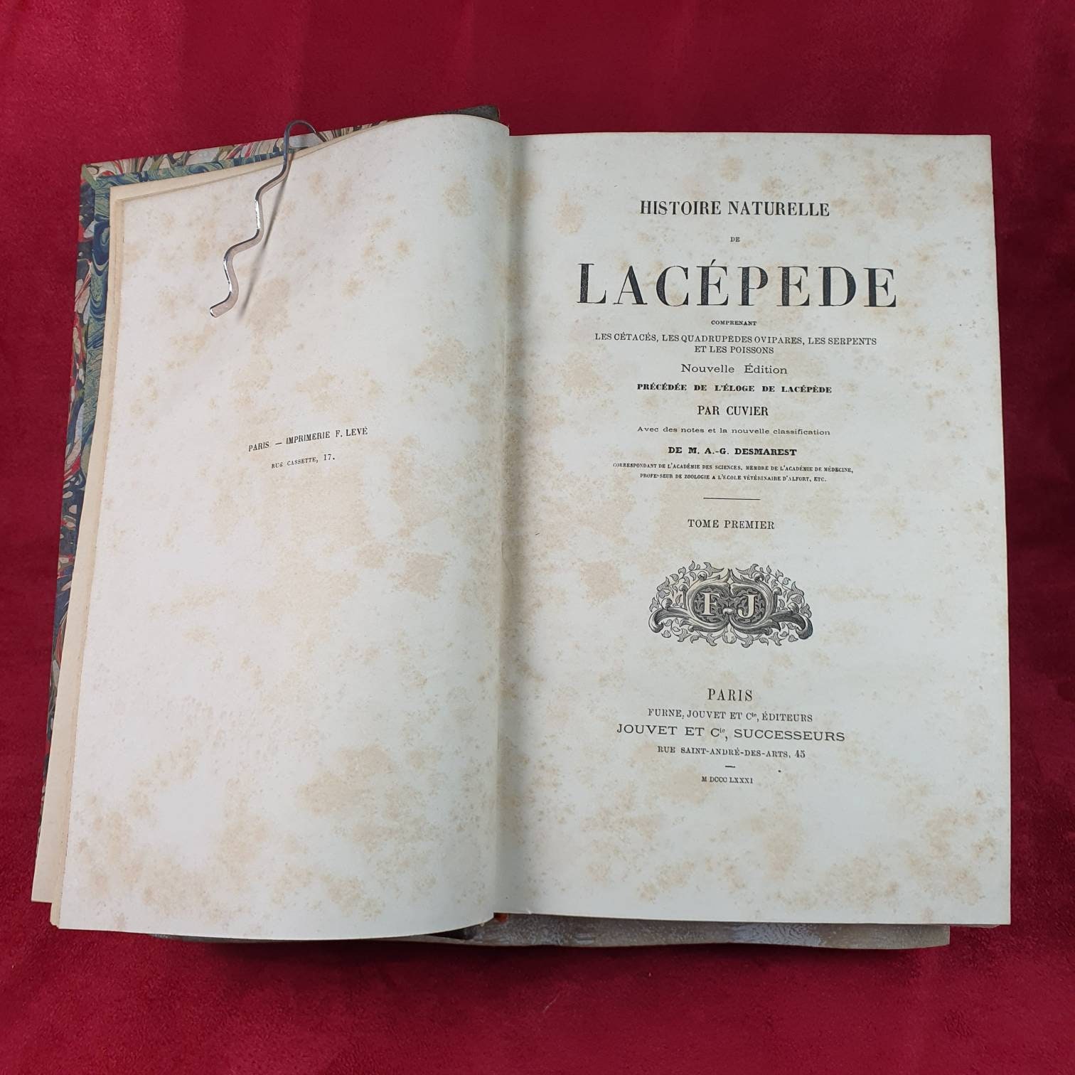 LACEPEDE 1881 | Rare Volumes I and II of the Natural History of ...