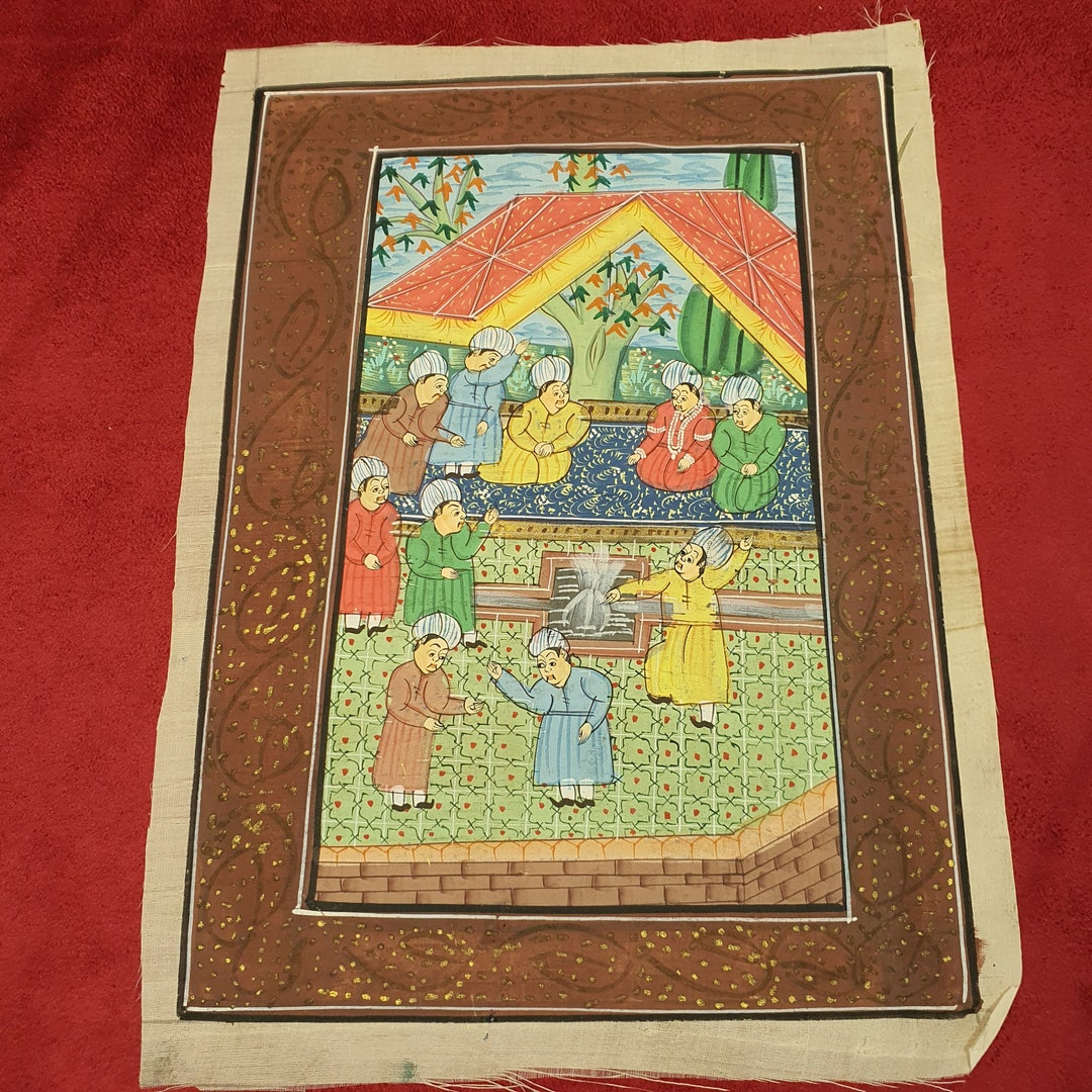 MUGHAL ART Persian Court Scene Illustrated in Handmade - Etsy