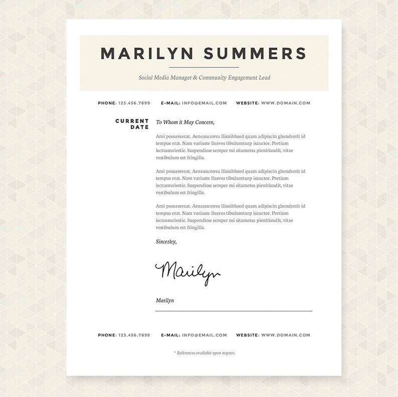 Classic Resume Cover Letter & References Template Package: | Etsy Classic Resume Cover Letter & References Template Package: | Etsy