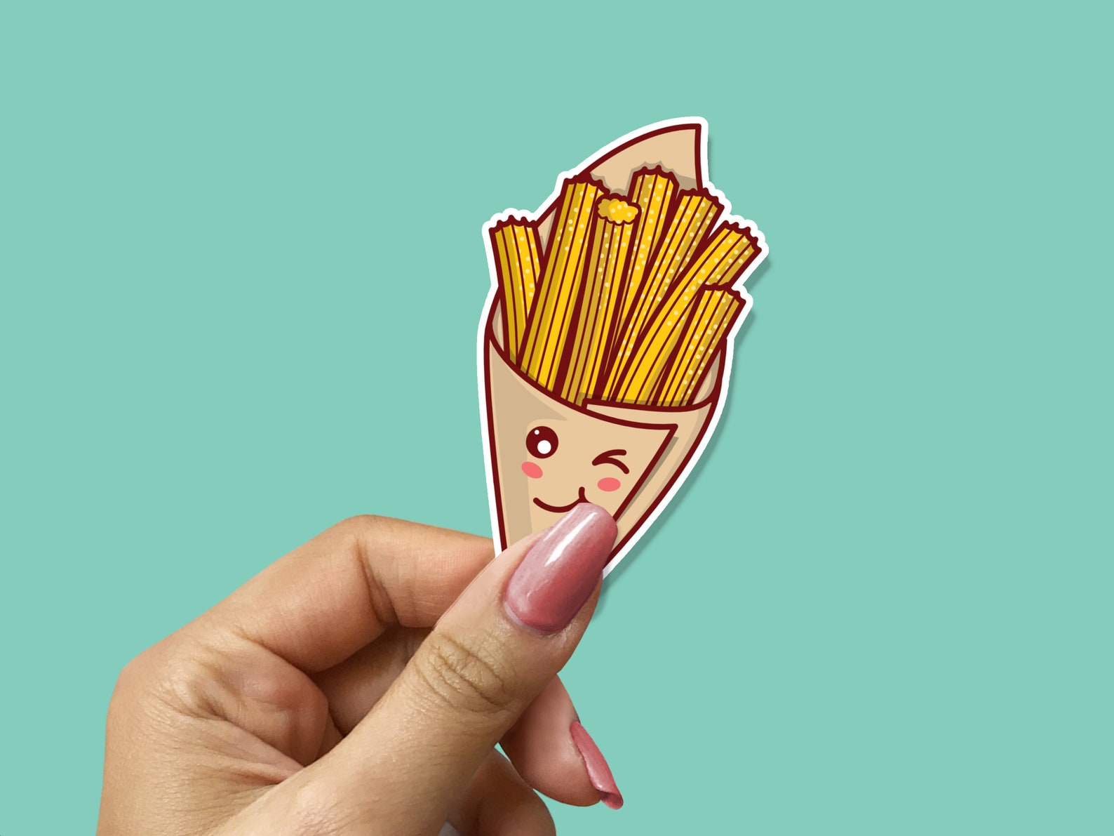 Cute Spanish Churros Vinyl Sticker, Kawaii Street Food Sticker ...