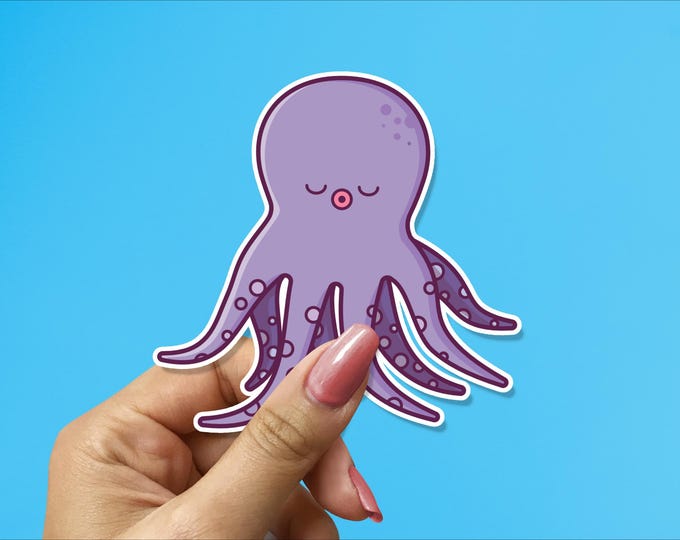 Cute Octopus Sticker, Marine Animals Laptop Decal Vinyl Waterbottle ...
