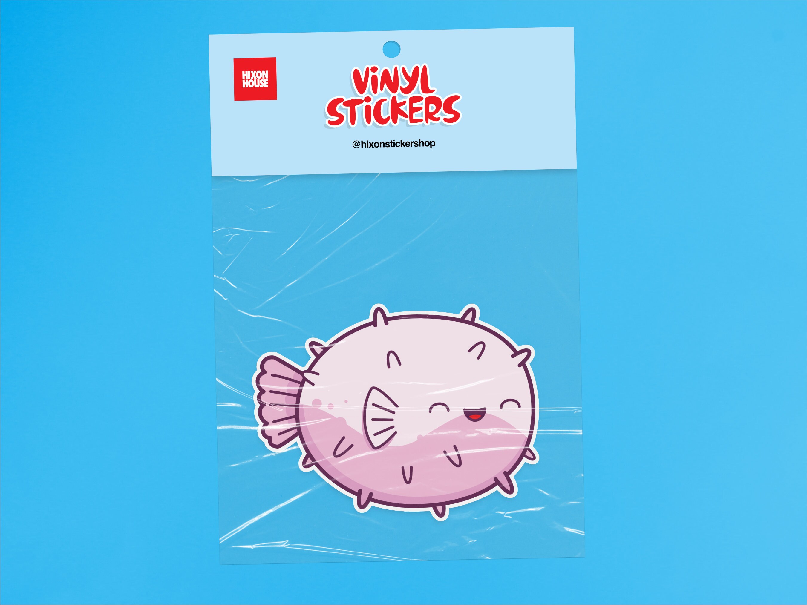 Kawaii Pufferfish Sticker, Adorable Blowfish Lunch Box Waterproof Vinyl ...