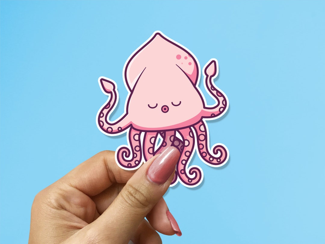 Cute Pink Squid Sticker, Adorable Lunch Box Waterproof Vinyl, Perfect ...