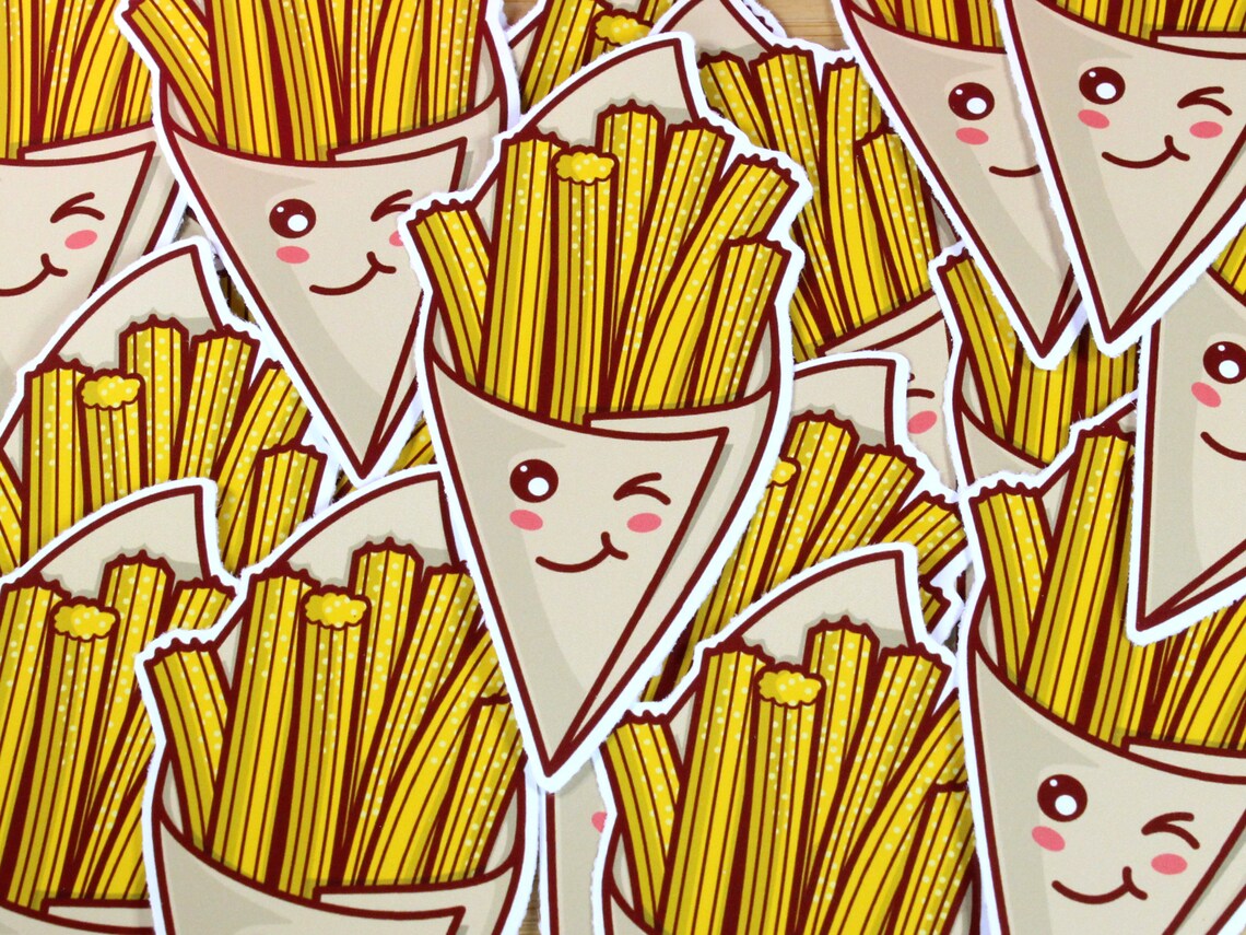 Cute Spanish Churros Vinyl Sticker, Kawaii Street Food Sticker ...