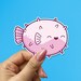 Kawaii Pufferfish Sticker, Adorable Blowfish Lunch Box Waterproof Vinyl ...