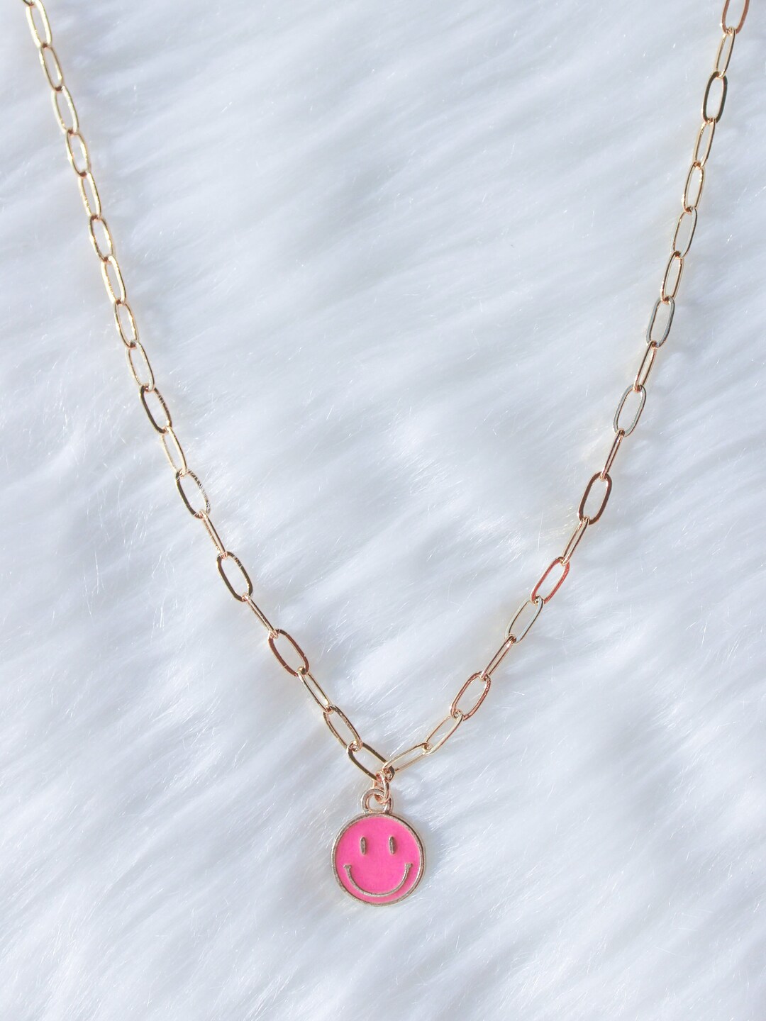 Pink Smiley Paperclip Choker - Etsy