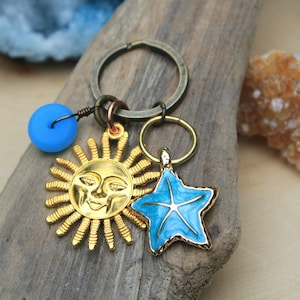 Beach is My Happy Place Keychain - Sunshine Key Chain - Starfish ...