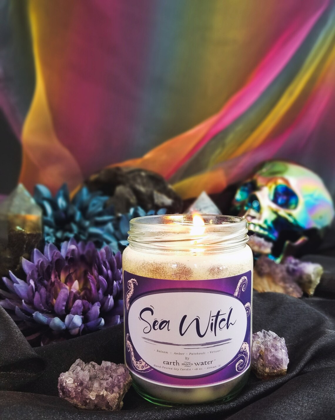Sea Witch - 16oz Soy Candle - Mermaids - Glitter - Patchouli - Cinnamon ...