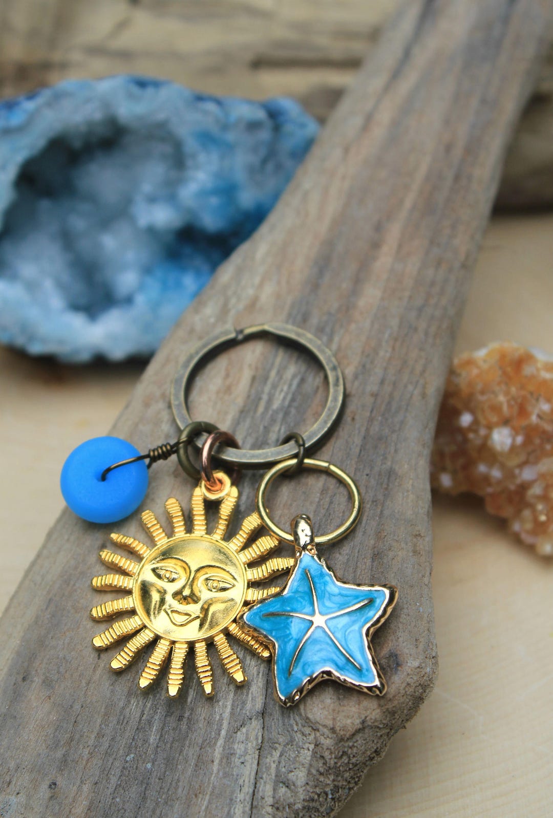Beach is My Happy Place Keychain - Sunshine Key Chain - Starfish ...