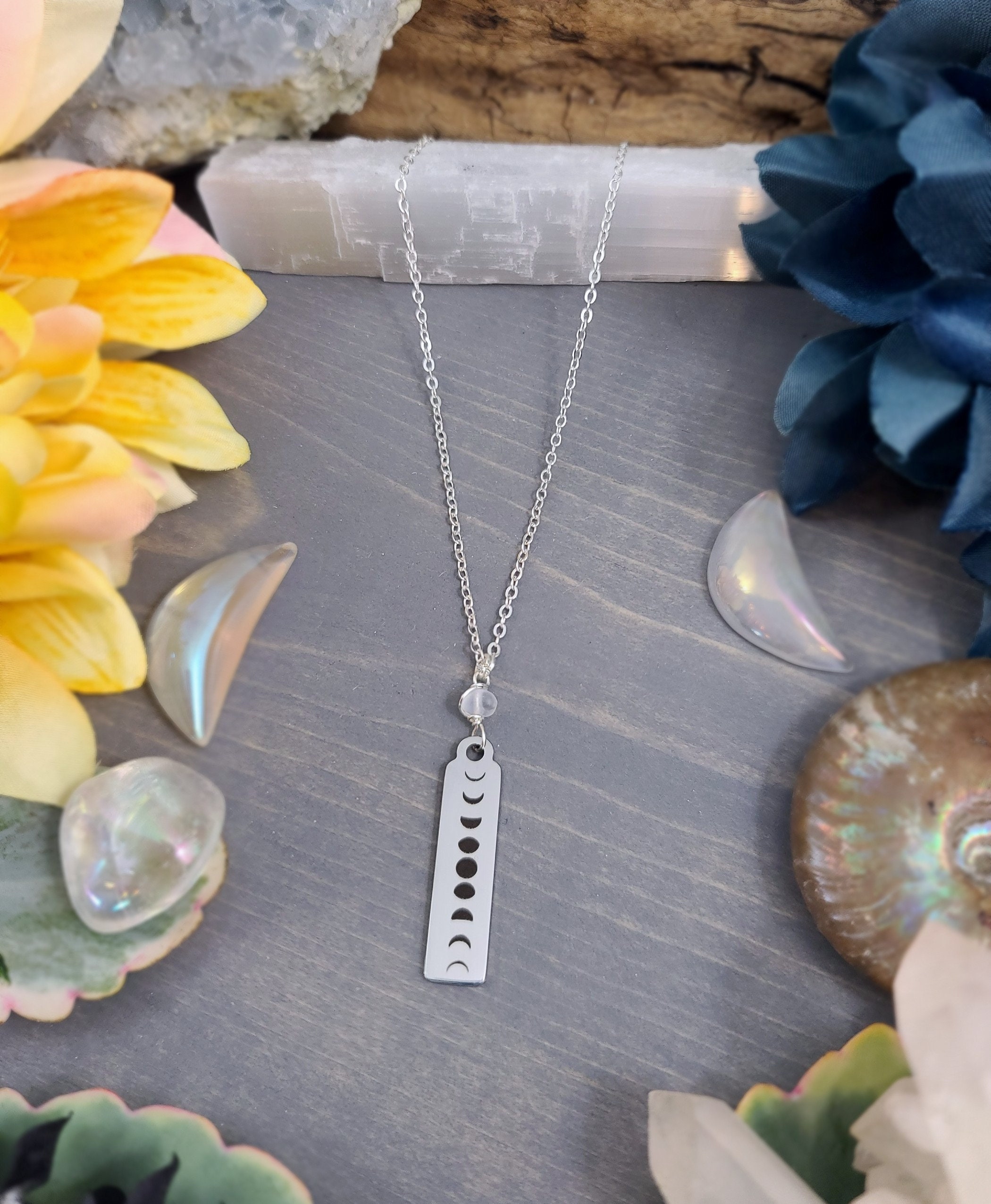 Moon Phase Necklace Moon Jewelry Dainty Necklace Stamped | Etsy