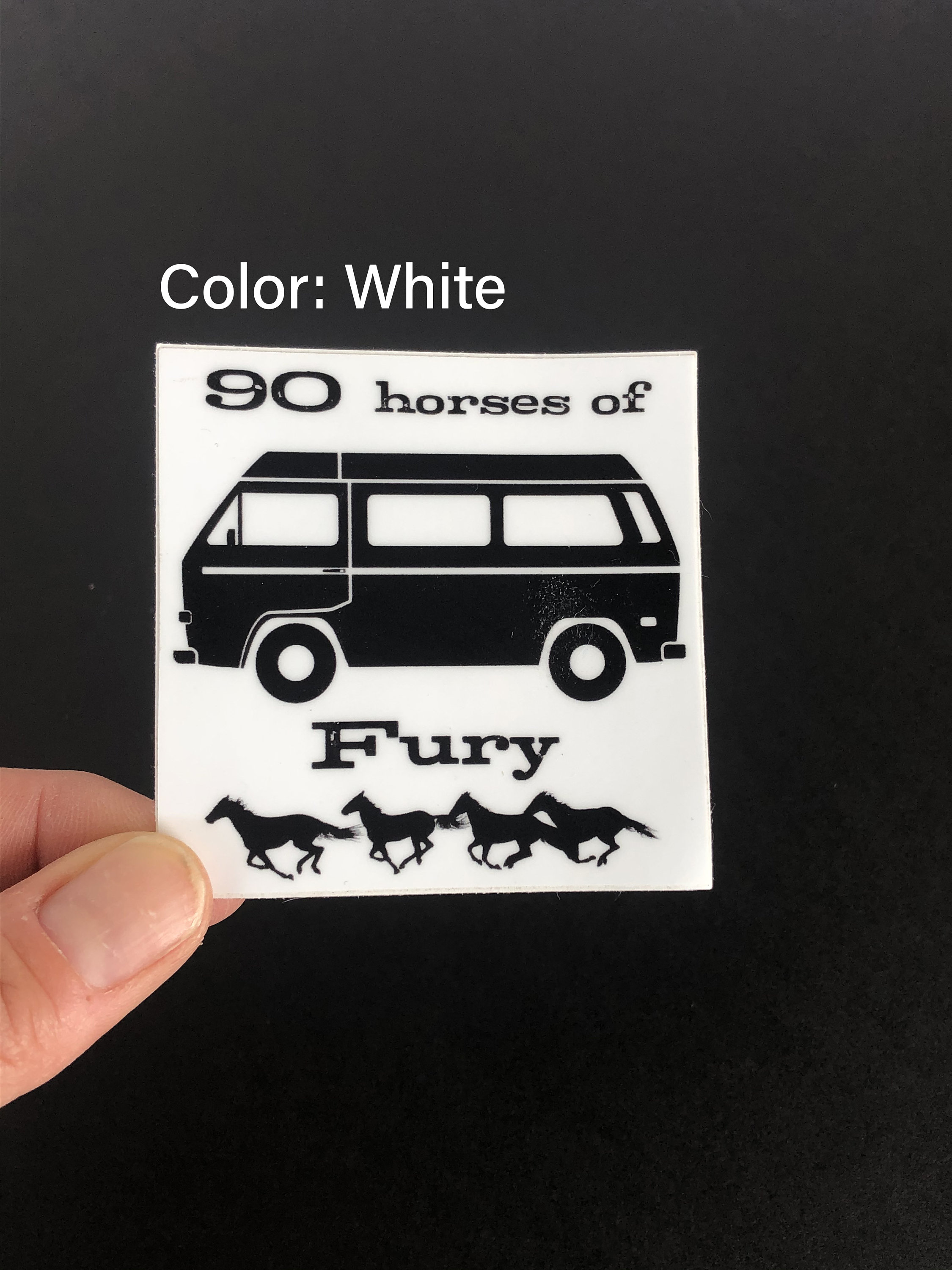 90 Horses of Fury Sticker: White Van Life Sticker, Van Life Art ...