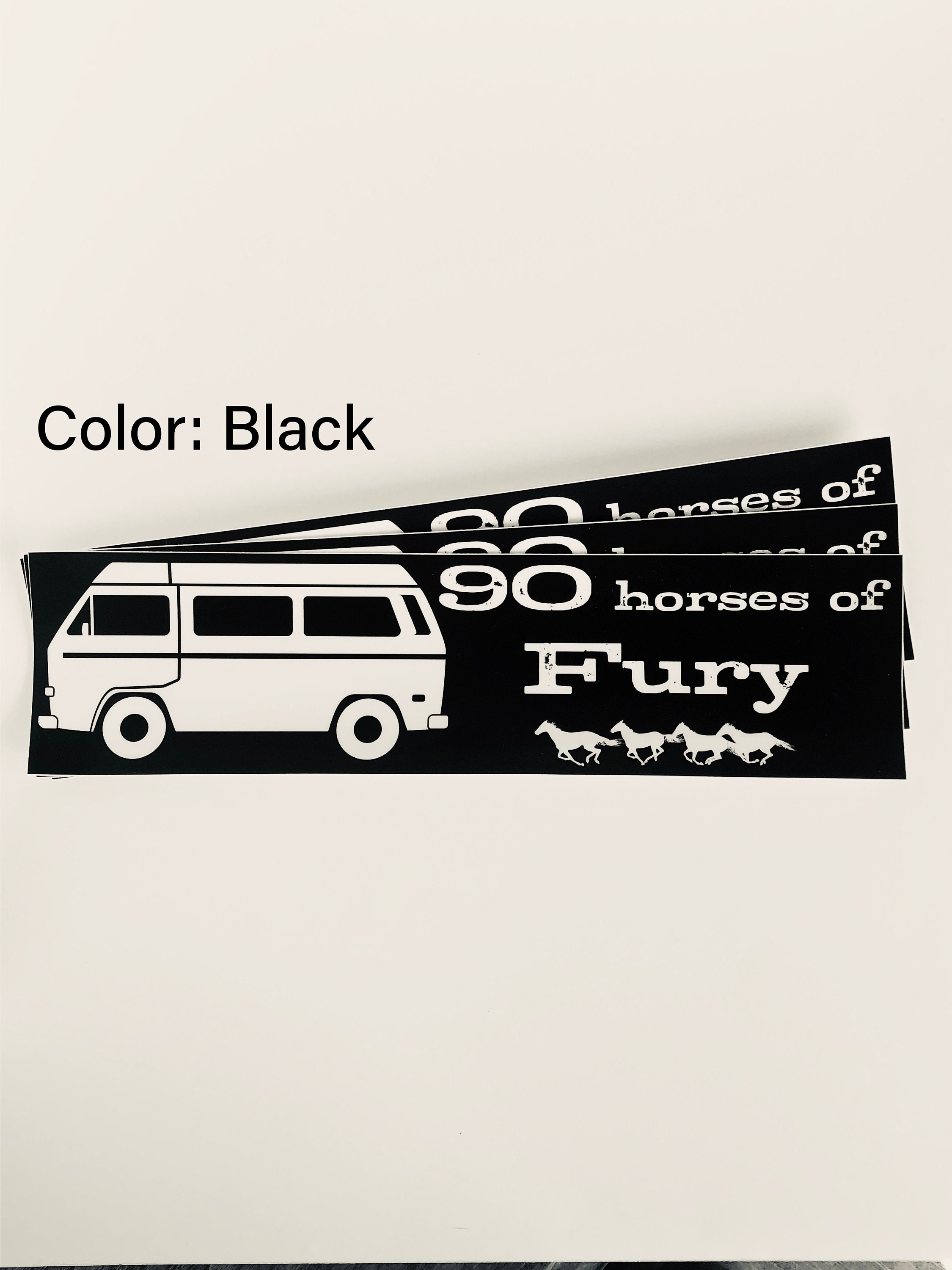 90 Horses of Fury Sticker: Decal for VW Vanagon, White Sticker for ...
