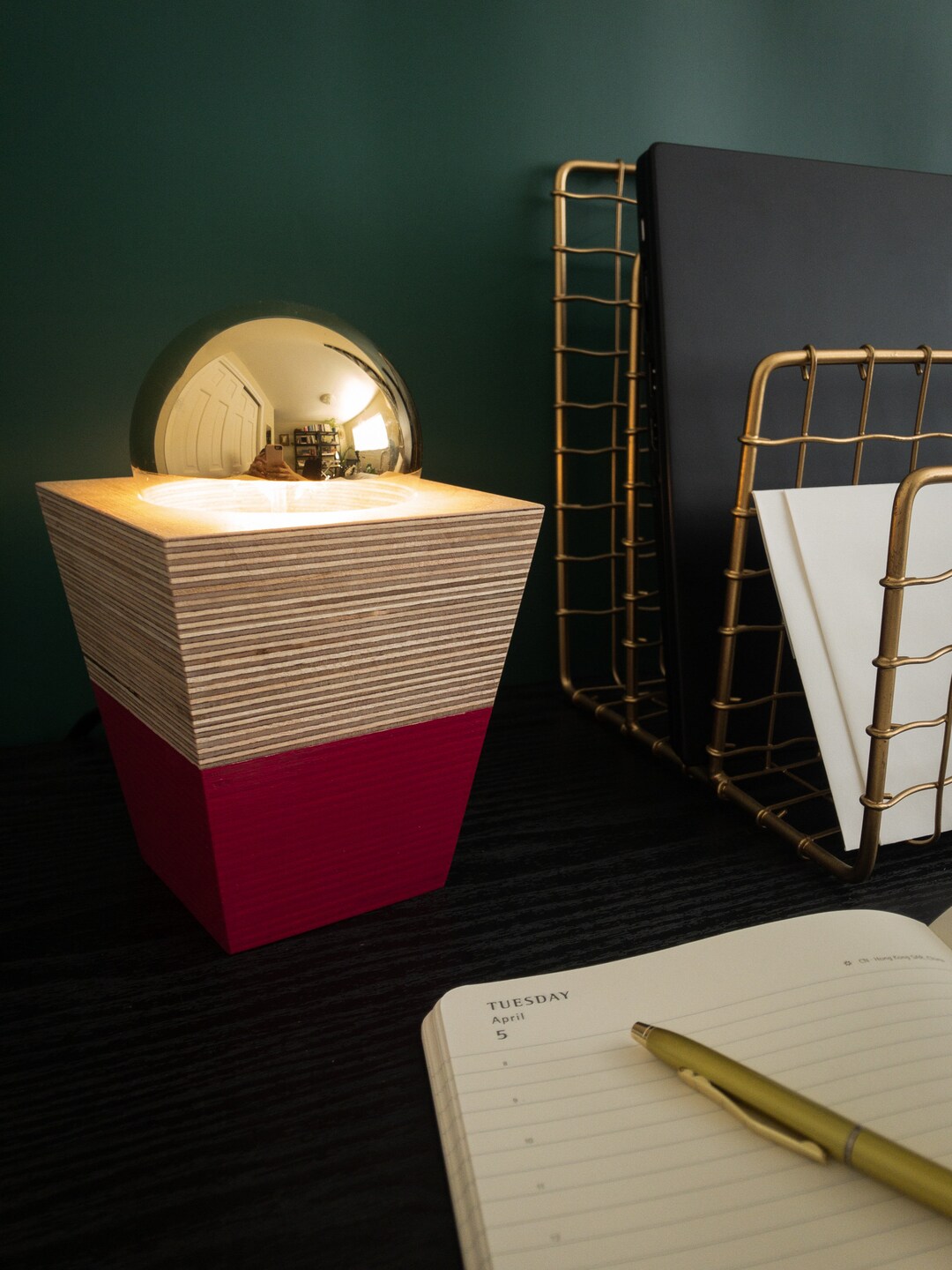 Magenta Desk Lamp: Dimmable LED Lighting, Made From Reclaimed Wood ...