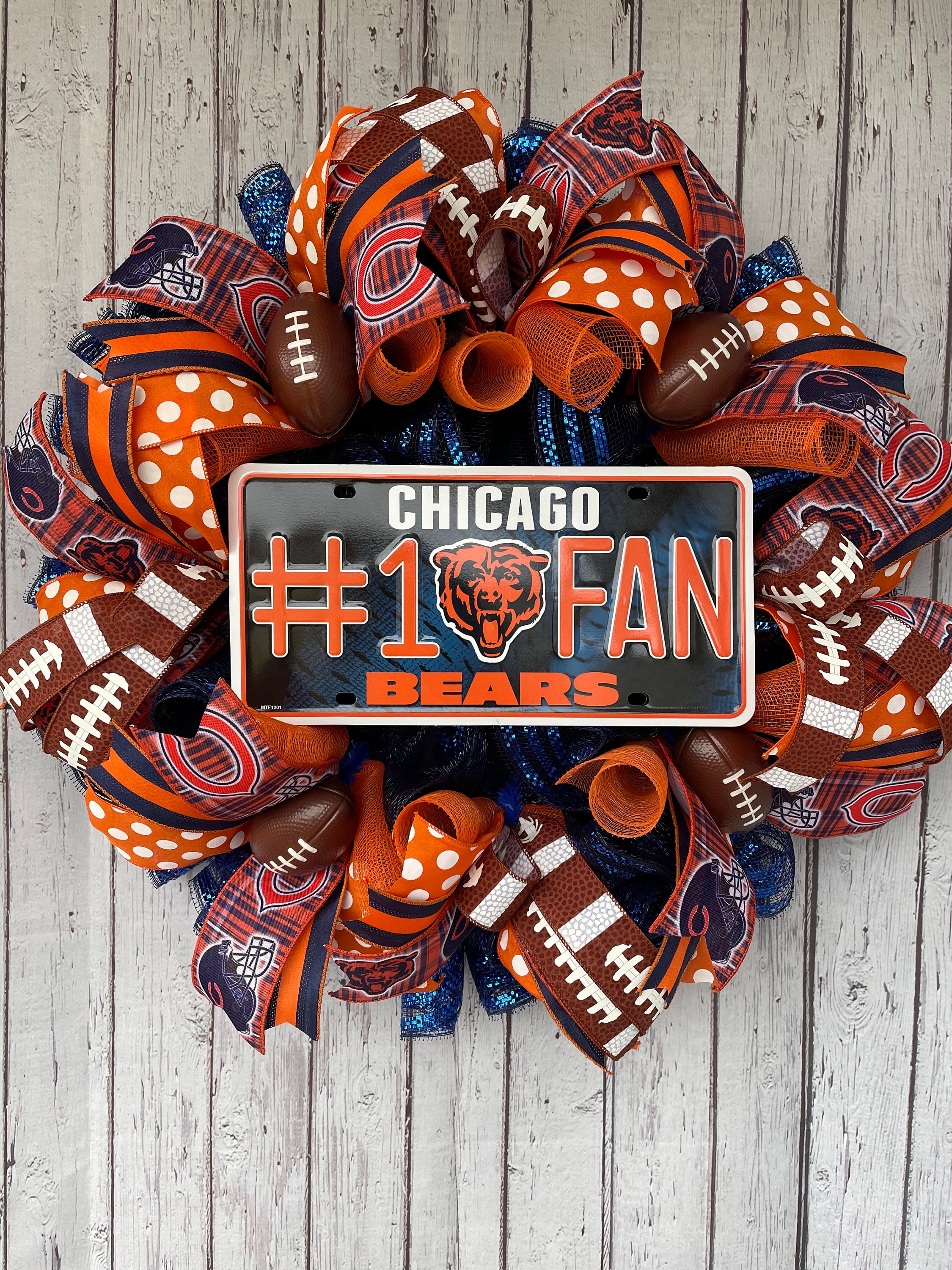 Chicago Bears Wreath, Chicago Bears, NFL Wreath, Deco Mesh Wreath ...