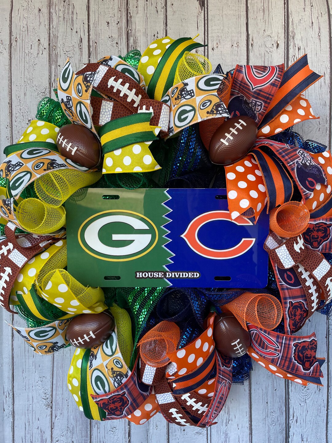 House Divided Wreath, Chicago Bears Vs Green Bay Wreath, NFL Wreath ...