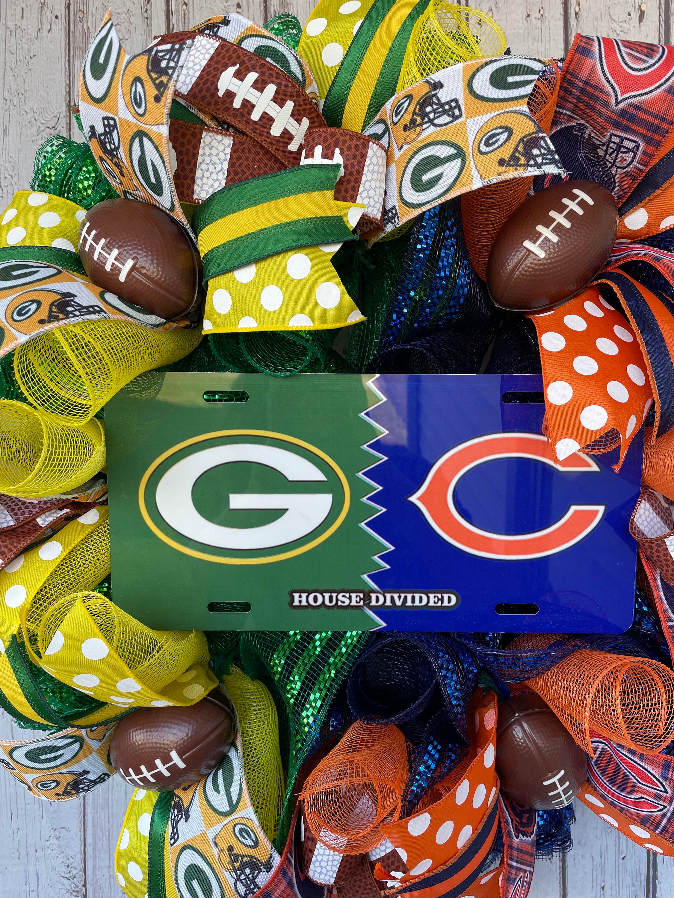 House Divided Wreath, Chicago Bears Vs Green Bay Wreath, NFL Wreath ...