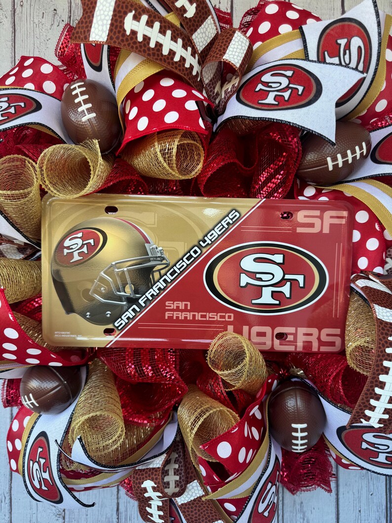 San Francisco 49ers Wreath, Red and Gold 49ers Collector, NFL Wreath ...