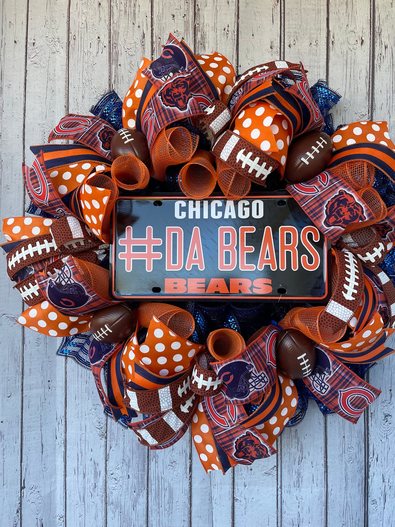 Chicago Bears Wreath, Chicago Bears, NFL Wreath, Deco Mesh Wreath ...