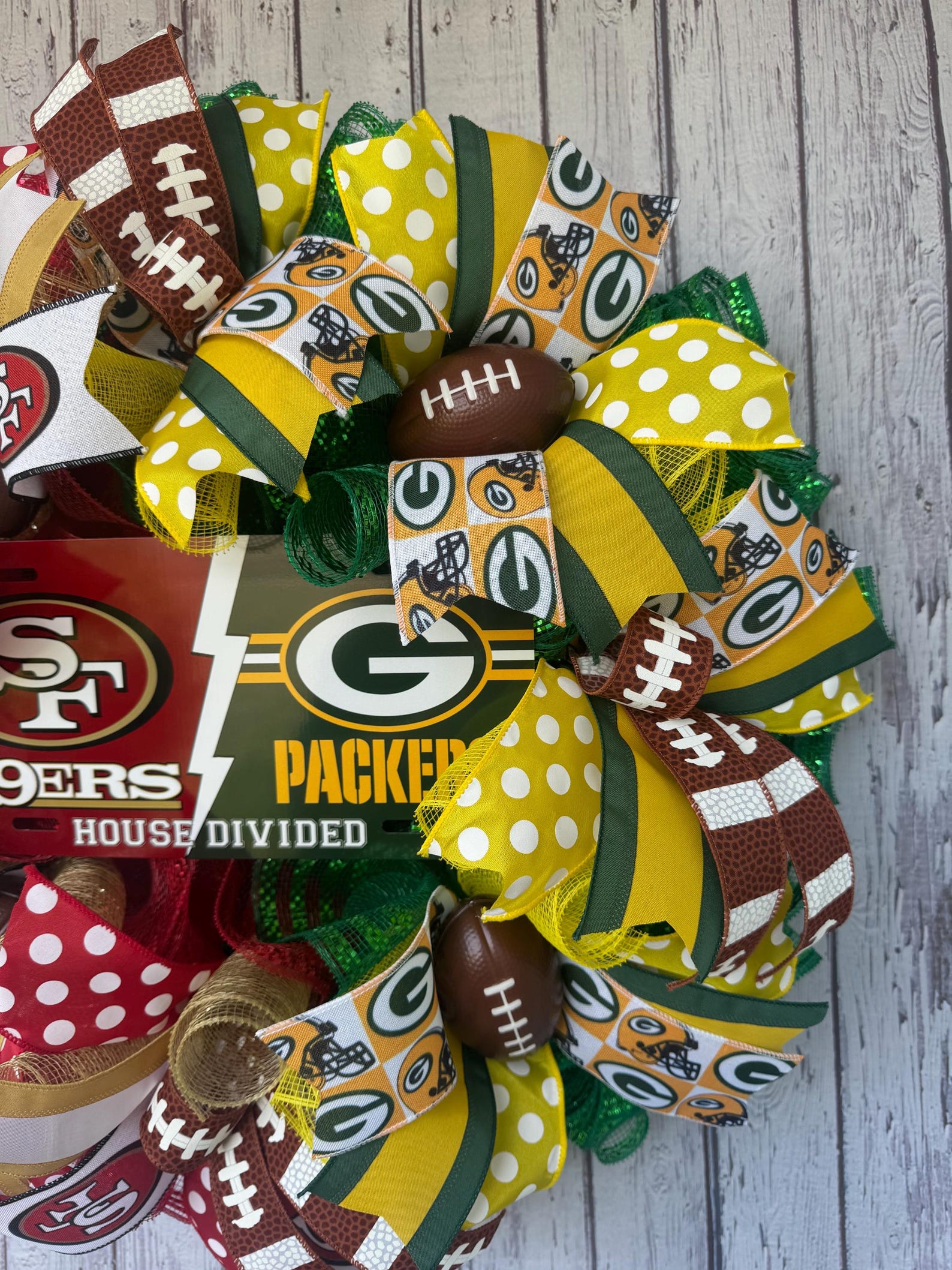 House Divided Wreath, San Francisco 49ers Vs Green Bay Wreath, NFL ...