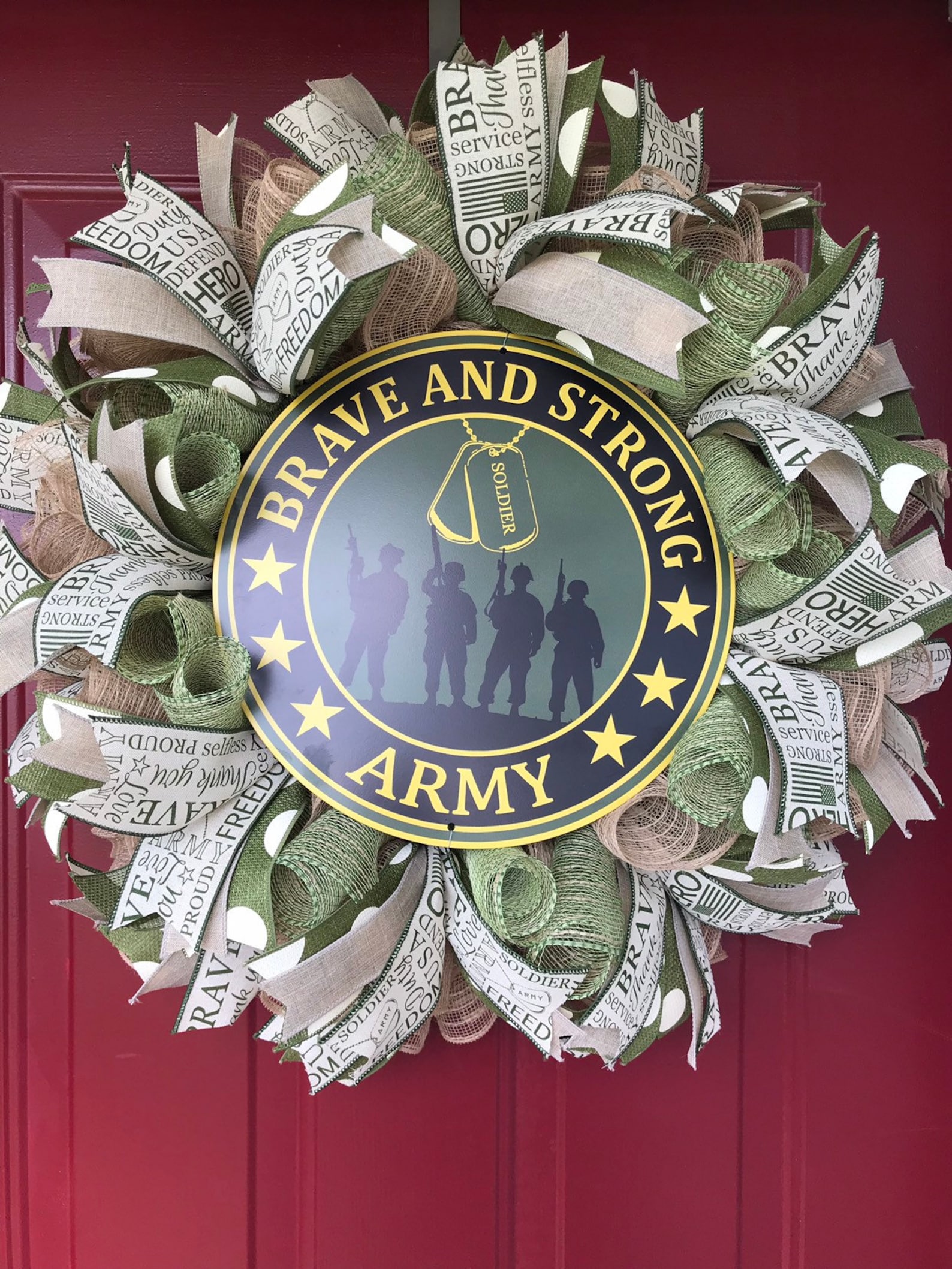 Army Wreath Military Patriotic Wreath Burlap Camo Veteran | Etsy