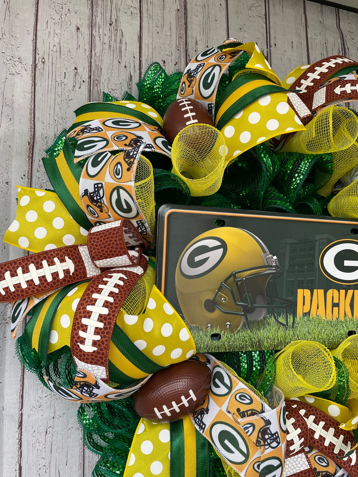 Green Bay Packers Wreath, NFL Wreath, Deco Mesh Wreath, Packers Decor ...