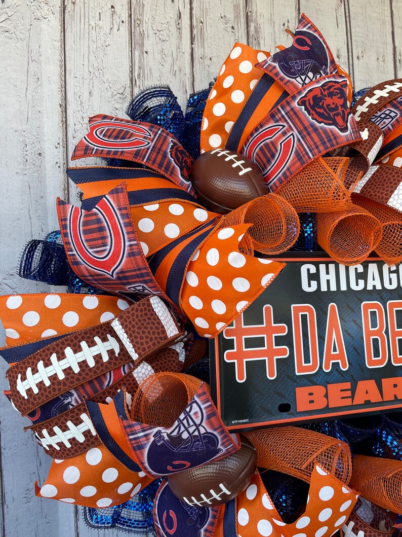 Chicago Bears Wreath, Chicago Bears, NFL Wreath, Deco Mesh Wreath ...