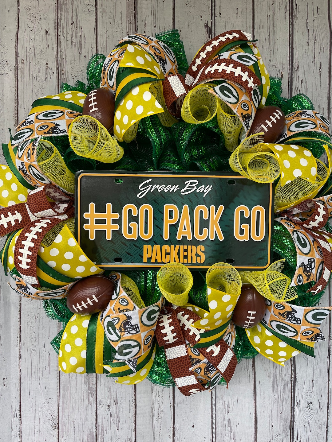 Green Bay Packers Wreath, NFL Wreath, Deco Mesh Wreath, Packers Decor ...