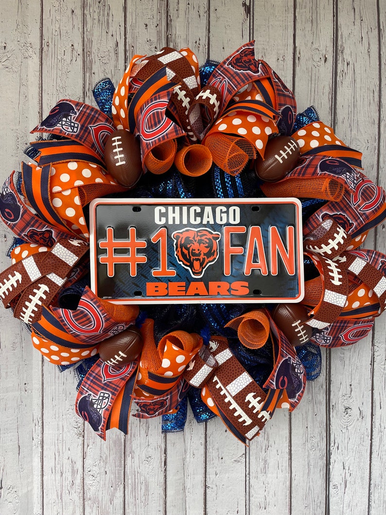 Chicago Bears Wreath, Chicago Bears, NFL Wreath, Deco Mesh Wreath ...