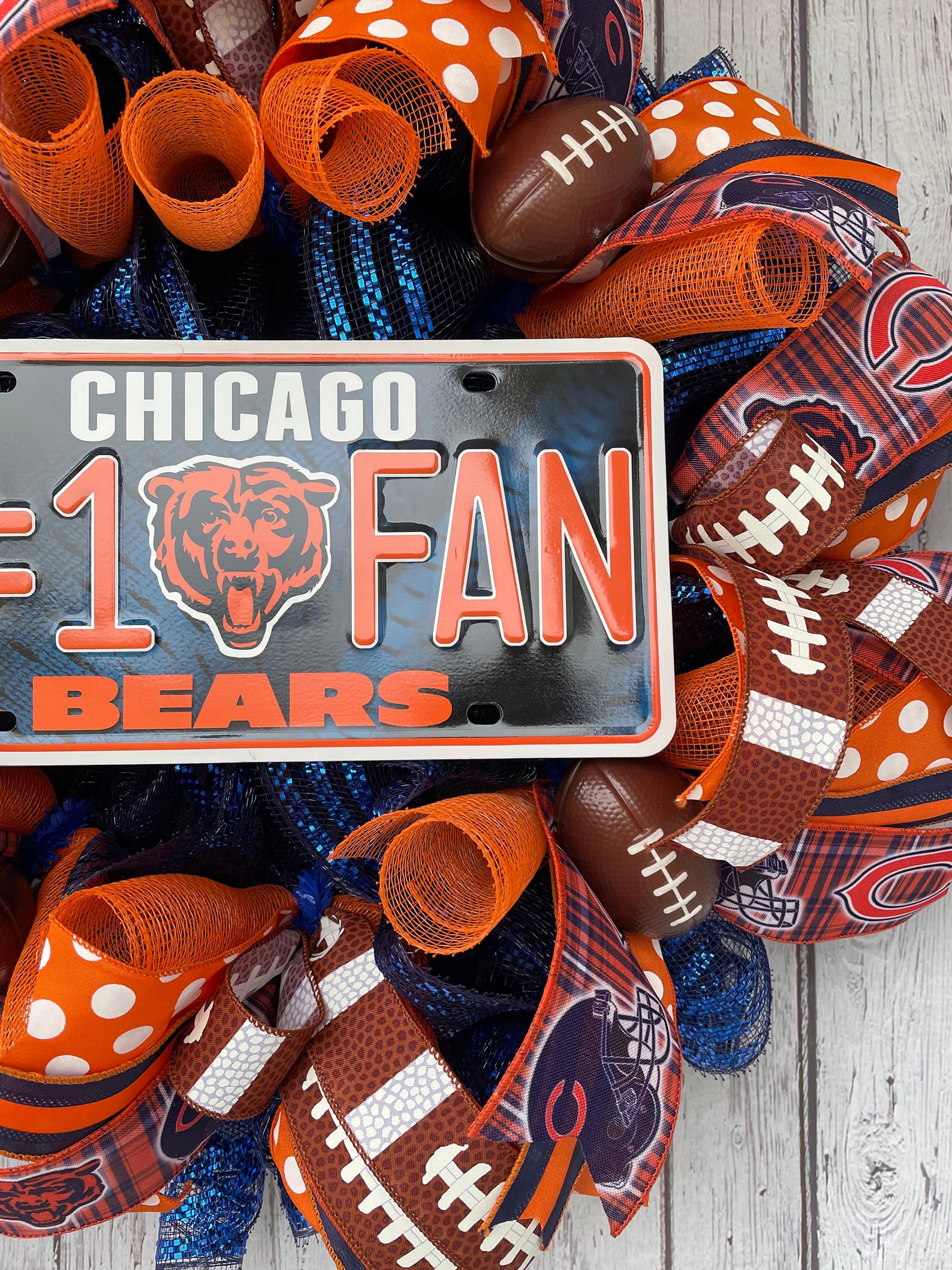 Chicago Bears Wreath, Chicago Bears, NFL Wreath, Deco Mesh Wreath ...