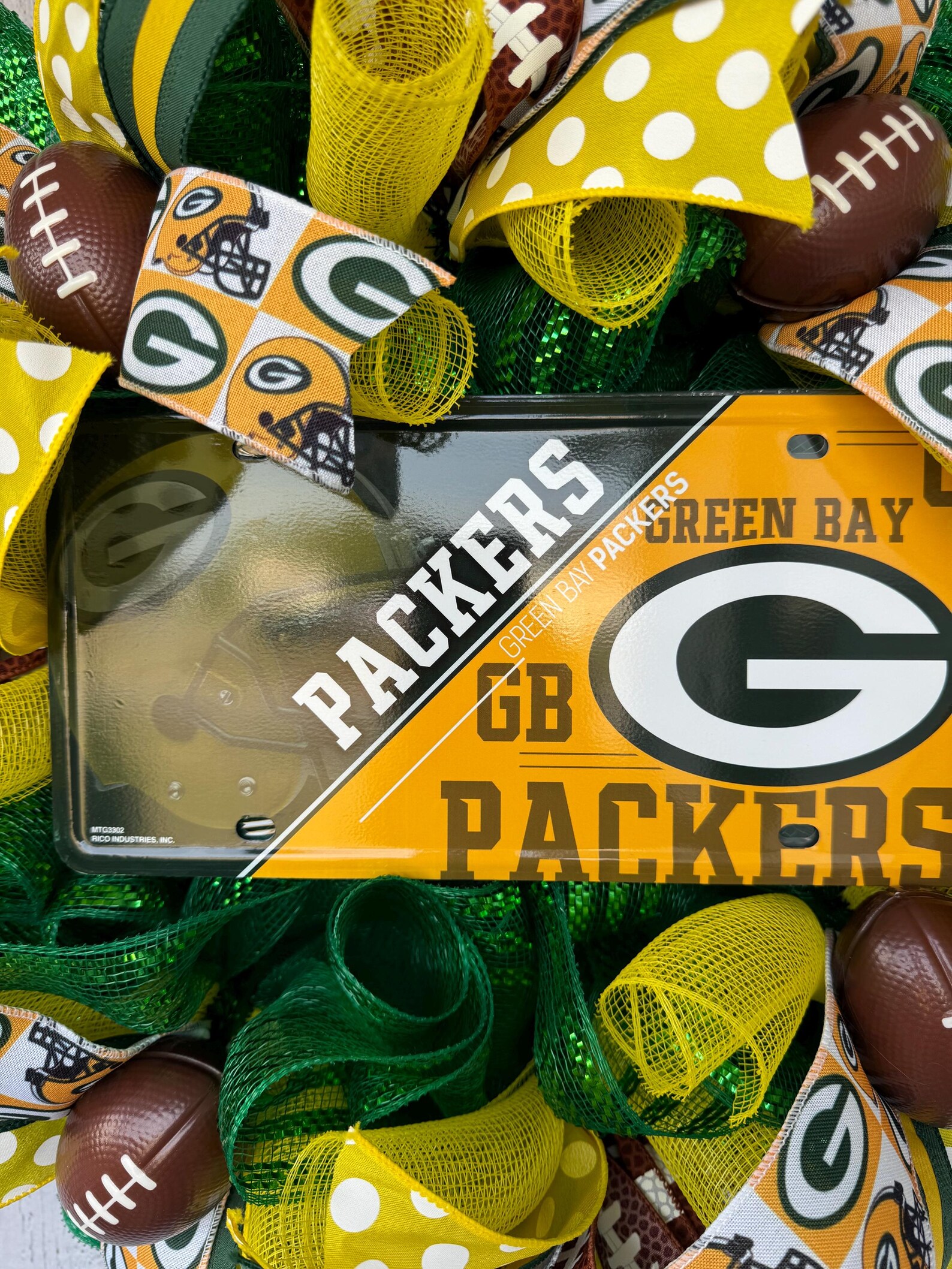 Green Bay Packers Wreath, NFL Wreath, Deco Mesh Wreath, Packers Decor ...