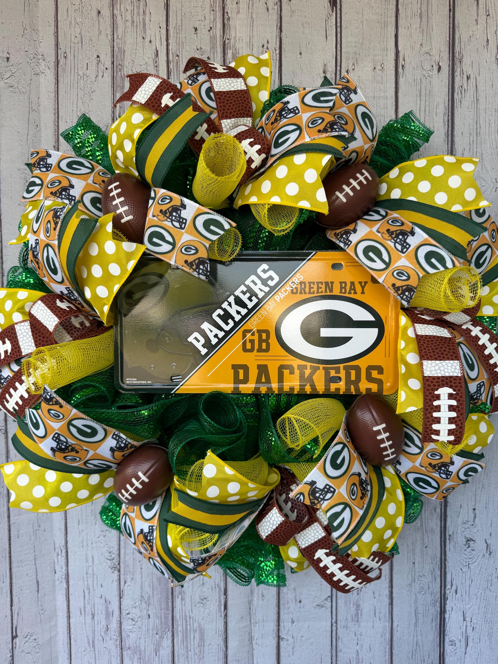Green Bay Packers Wreath, NFL Wreath, Deco Mesh Wreath, Packers Decor ...