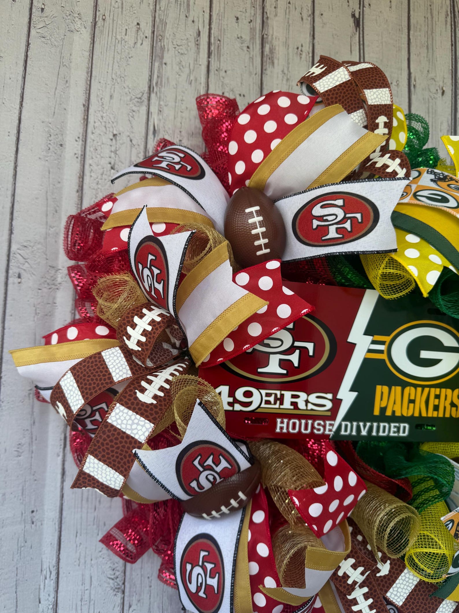 House Divided Wreath, San Francisco 49ers Vs Green Bay Wreath, NFL ...