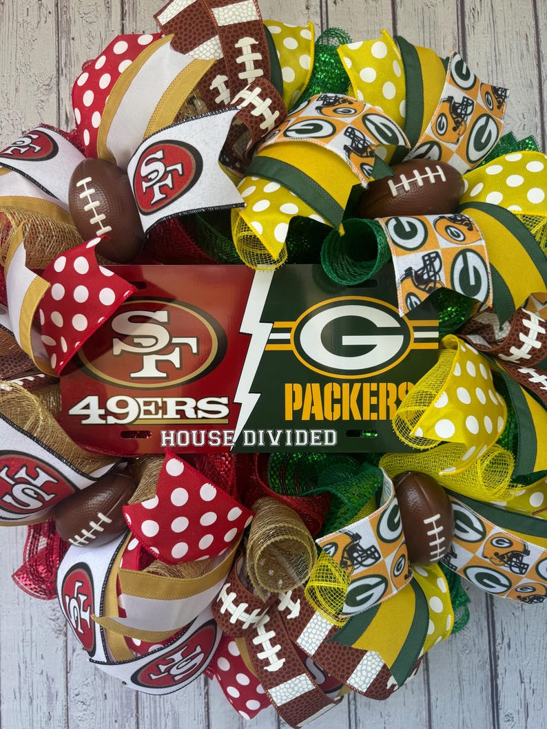 House Divided Wreath, San Francisco 49ers Vs Green Bay Wreath, NFL ...