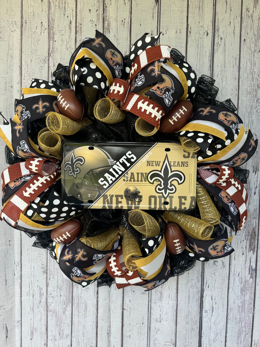 New Orleans Saints Wreath, Saints Front Door, NFL Wreath, Deco Mesh ...