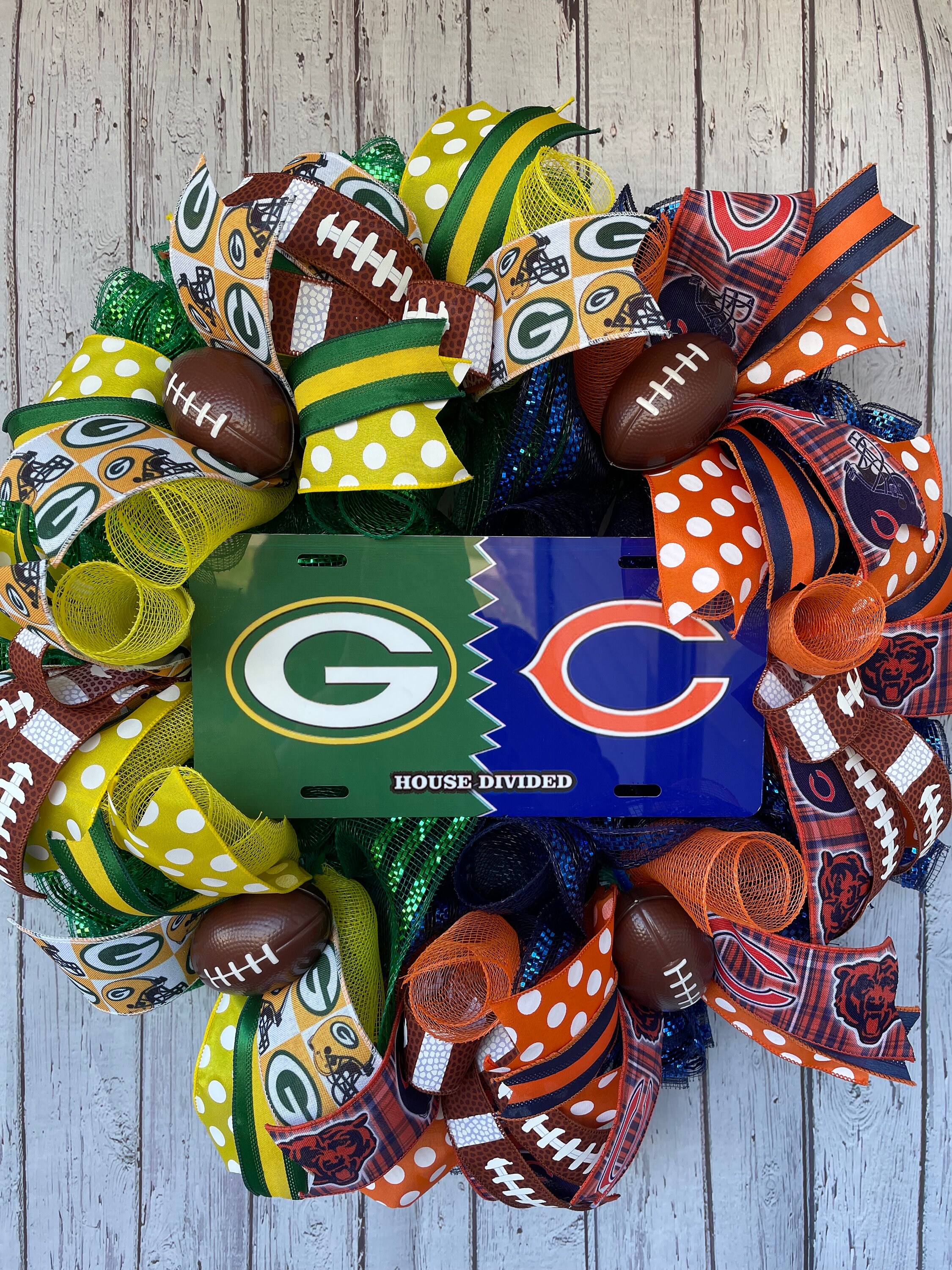 House Divided Wreath, Chicago Bears Vs Green Bay Wreath, NFL Wreath ...
