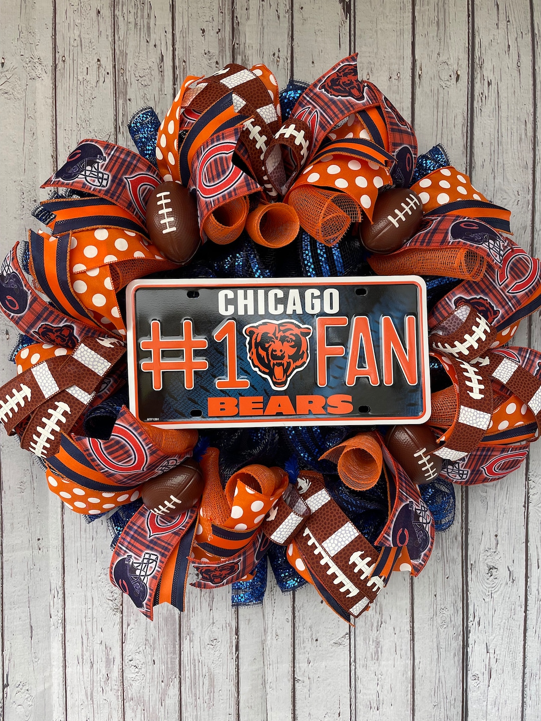 Chicago Bears Wreath, Chicago Bears, NFL Wreath, Deco Mesh Wreath ...