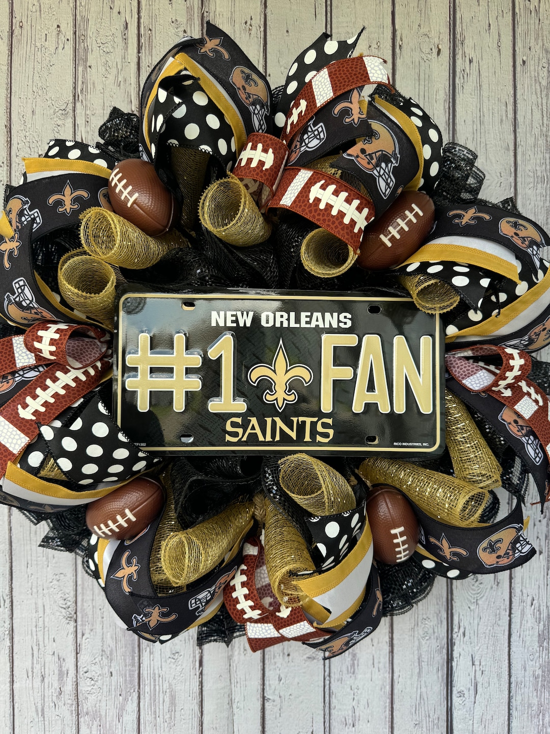 New Orleans Saints Wreath, Saints Front Door, NFL Wreath, Deco Mesh ...