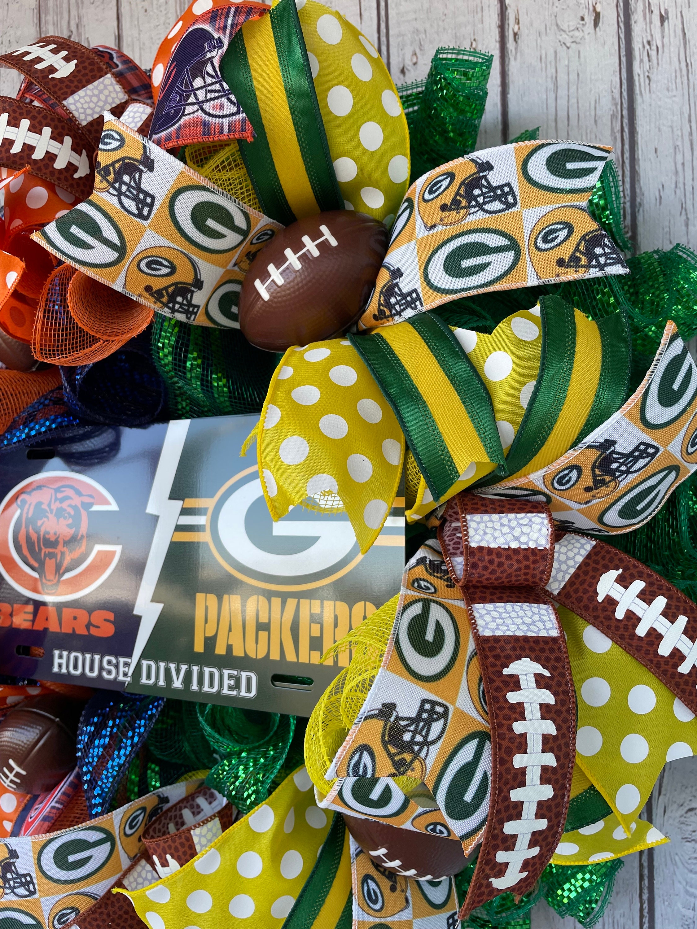 House Divided Wreath, Chicago Bears Vs Green Bay Wreath, NFL Wreath ...