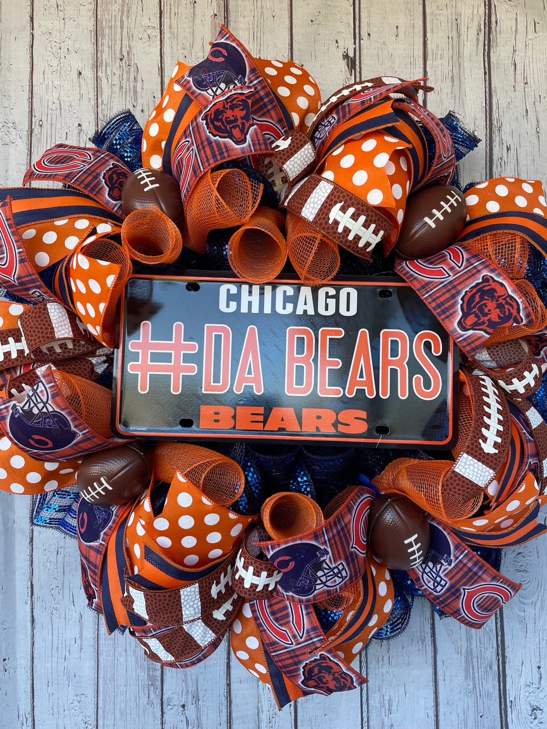 Chicago Bears Wreath, Chicago Bears, NFL Wreath, Deco Mesh Wreath ...