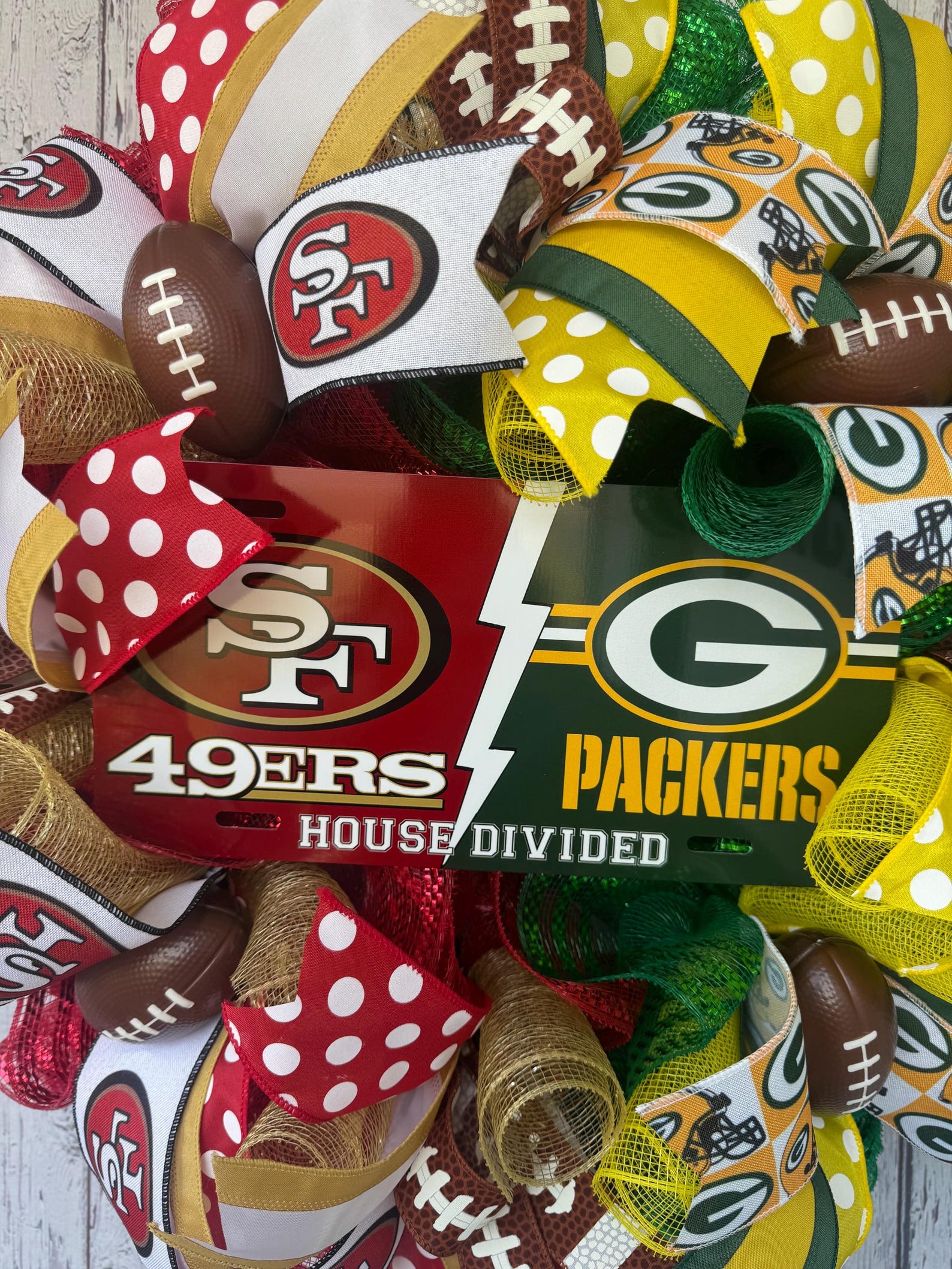 House Divided Wreath, San Francisco 49ers Vs Green Bay Wreath, NFL ...