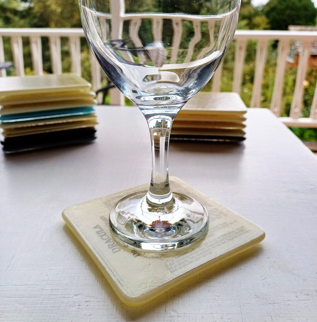 Dracula Coaster, Fused Glass With Text From the Bram Stoker Classic ...