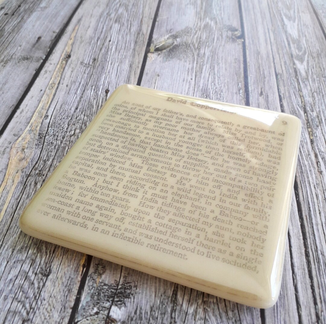 David Copperfield Coaster, Fused Glass With Antique Book Text - Etsy